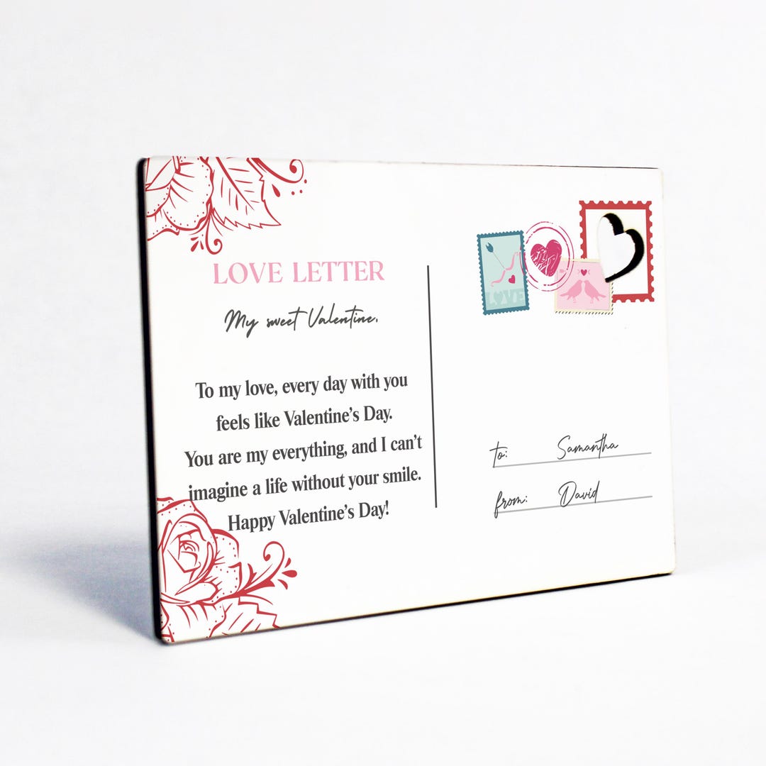 Wooden Love Postcard for Valentine's Day, Romantic Gift for Women ...