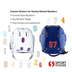 Custom Hockey Helmet Number Decals: Waterproof Vinyl Stickers - Etsy