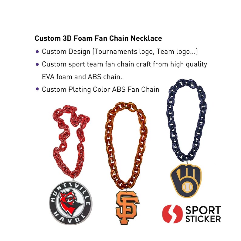 Custom 3D Foam Team Logo Fan Chain Necklace - Etsy