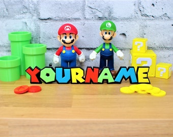 Mario Name Sign Mario Decor Super Mario Decorations Super - Etsy