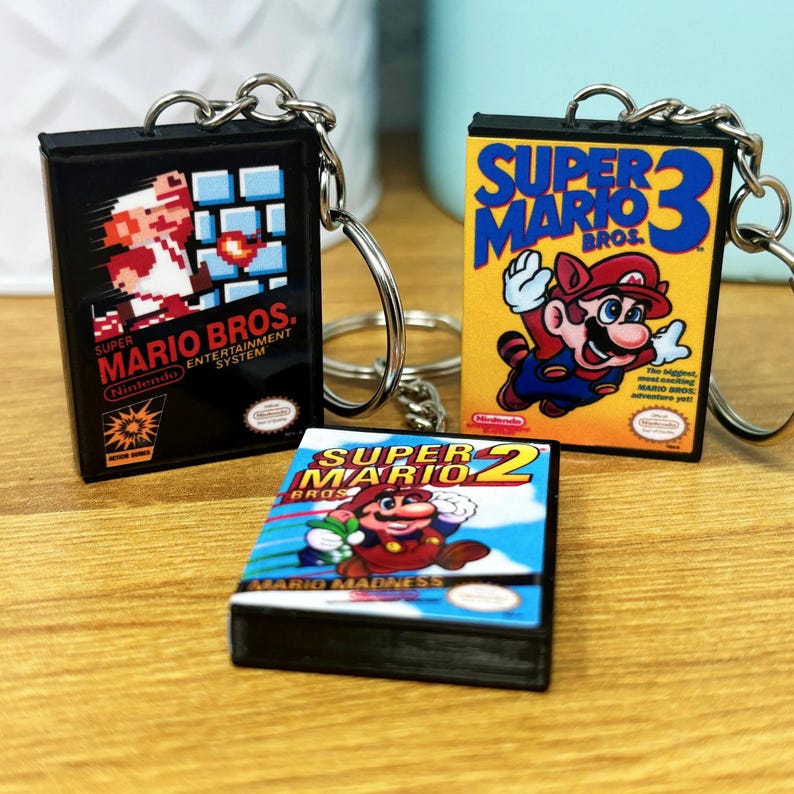 Mini NES Game Case Keychain, Retro Case Cover Art, Miniature Nintendo ...