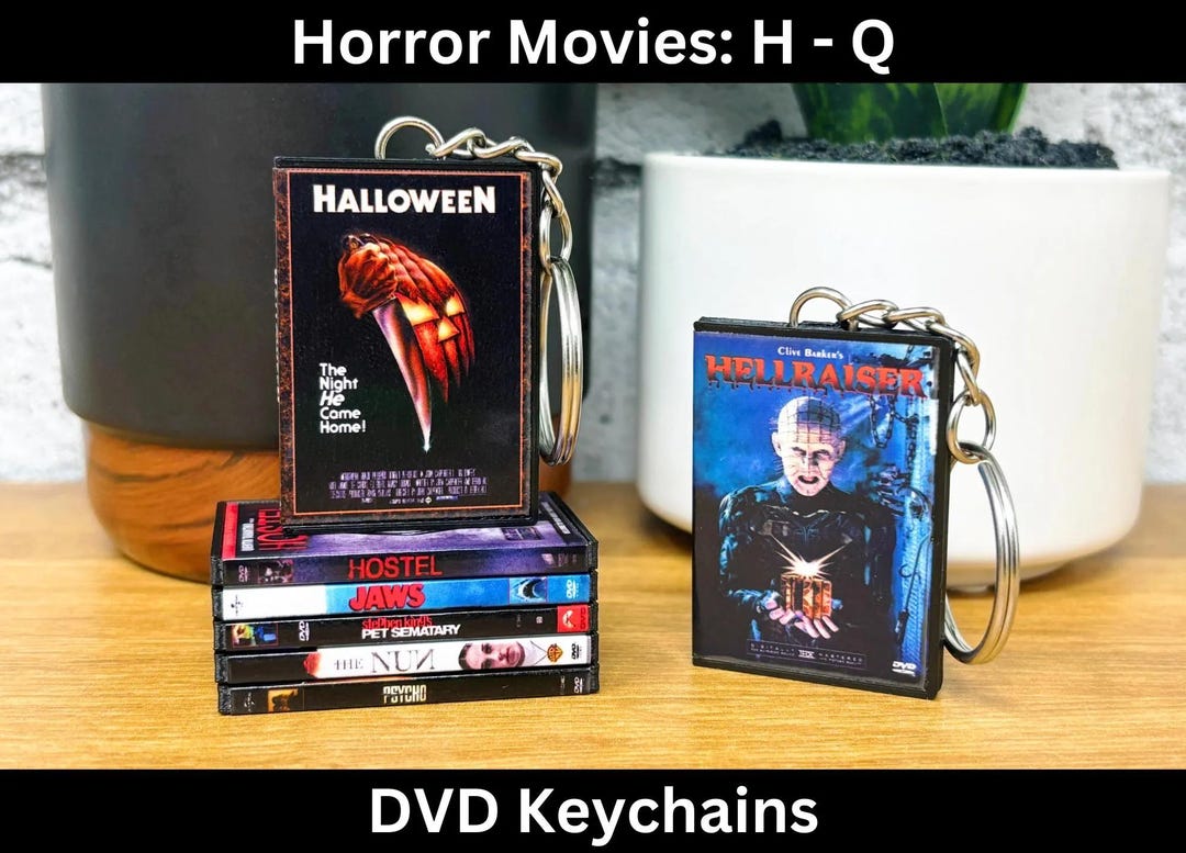 Mini DVD Keychain - Horror Movies (H-Q), Miniature Film Cover Art Case ...
