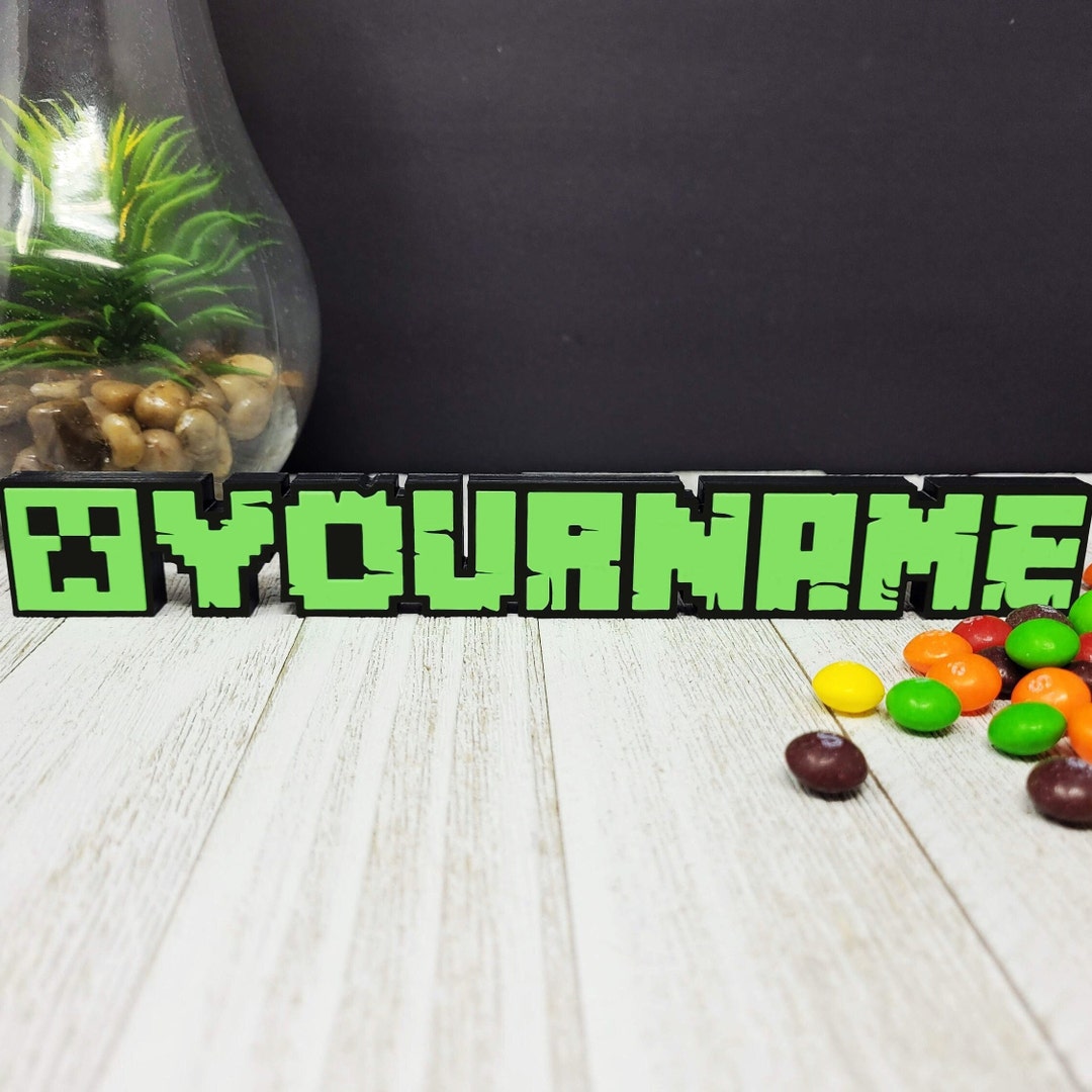 Custom Minecraft Inspired Name Plate, Personalized Desk Plate, Nursery ...