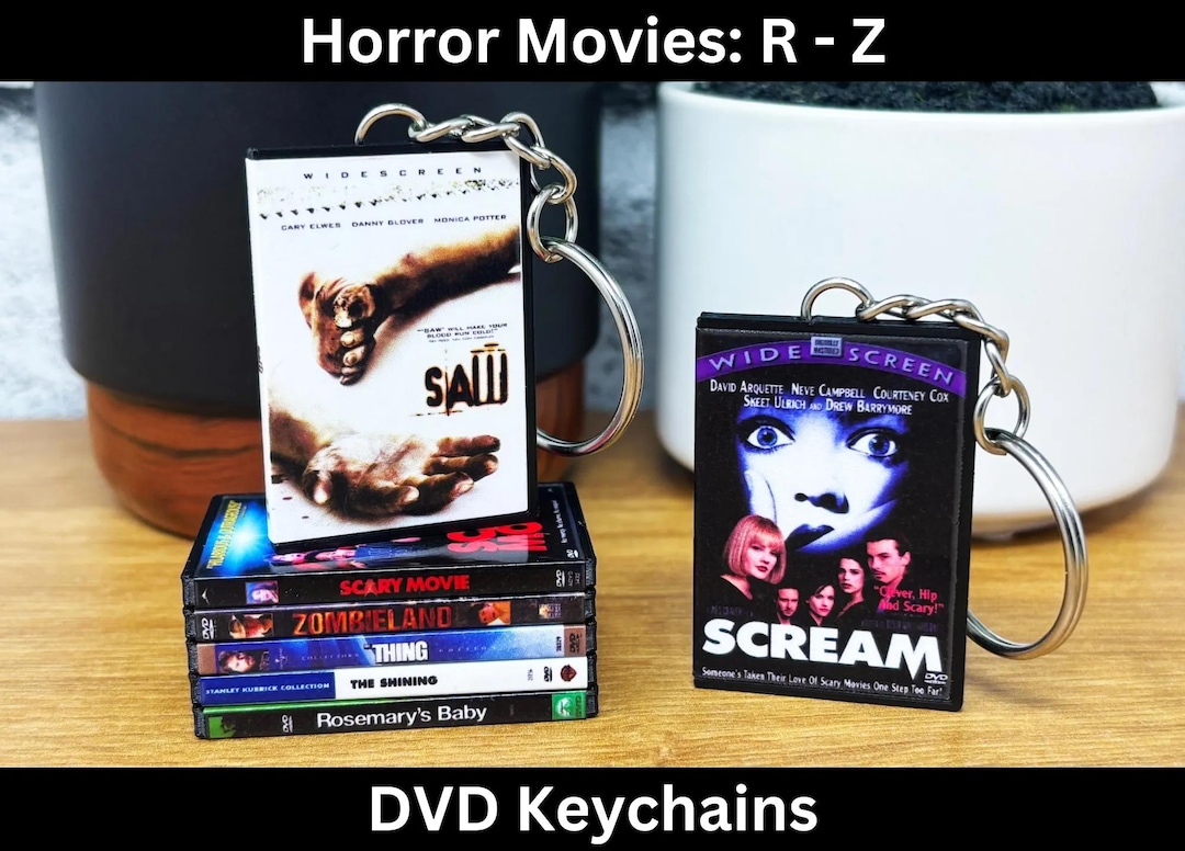Mini DVD Keychain - Horror Movies (R-Z), Miniature Film Cover Art Case ...