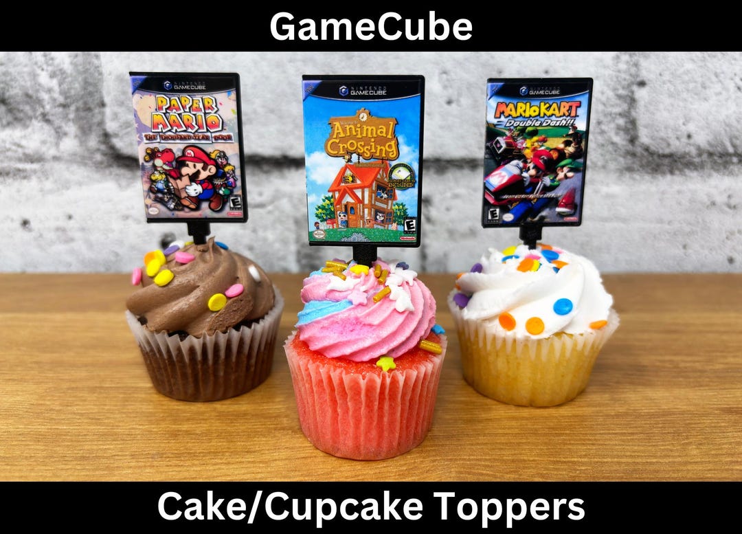 Gamecube Game Topper (small), Cupcake Cake Decor, Retro Nintendo Case ...