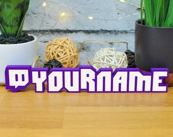 Custom 3D Printed Twitch Style Name Plate Streamer Gamer Kids Room Door ...