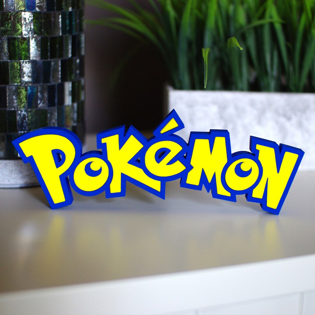 Pokemon Logo, Wall Art, 3D Logo, Desk Decor, Shelf Display, Plaque, 3D ...