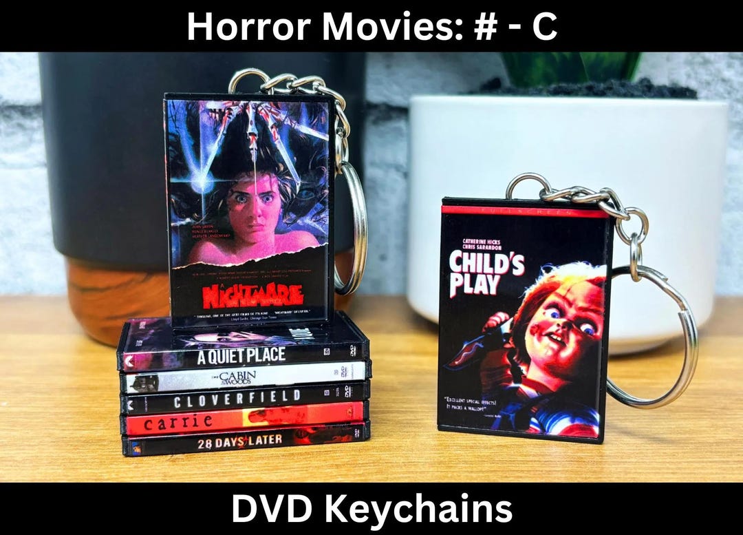 Mini DVD Keychain - Horror Movies (#-C), Miniature Film Cover Art Case ...