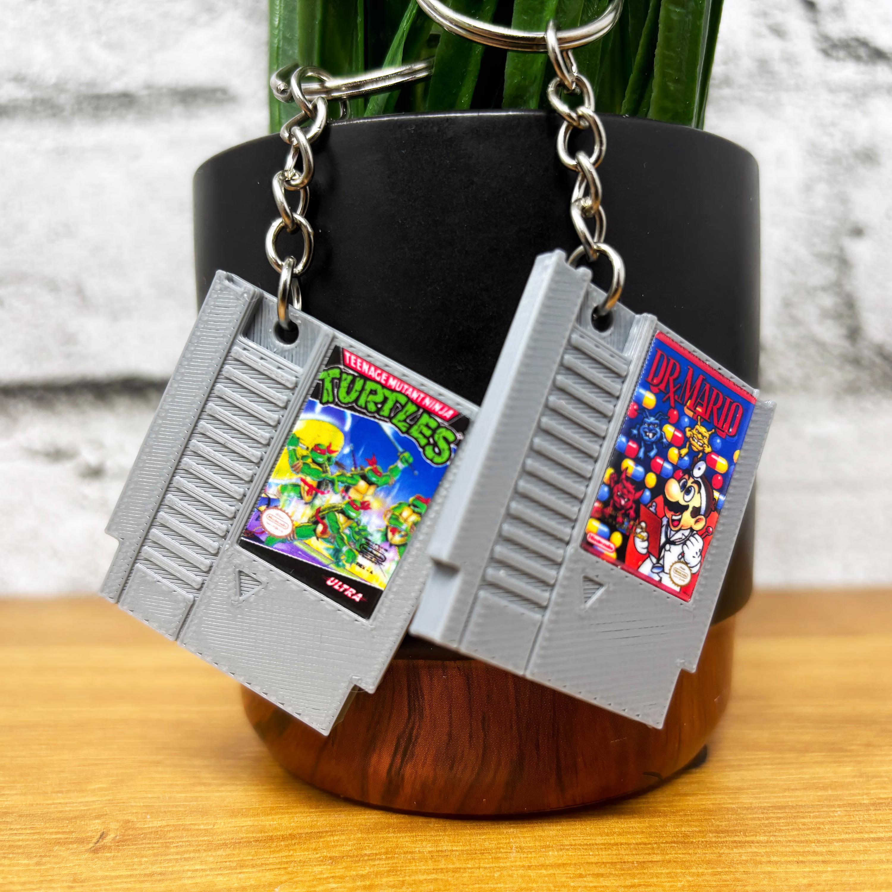 Mini NES Game Cart Keychain, Retro Cartridge Cover Art, Miniature ...
