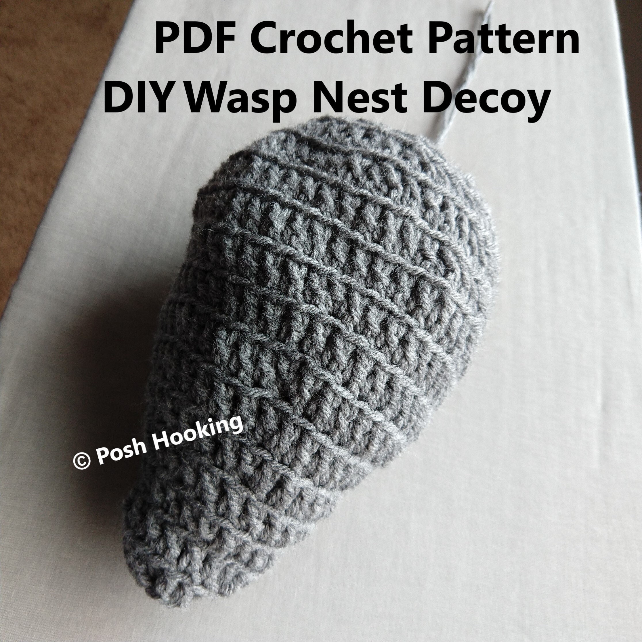 DIY PDF Pattern Crochet Easy Beginner Friendly Wasp Decoy Faux Hornet ...