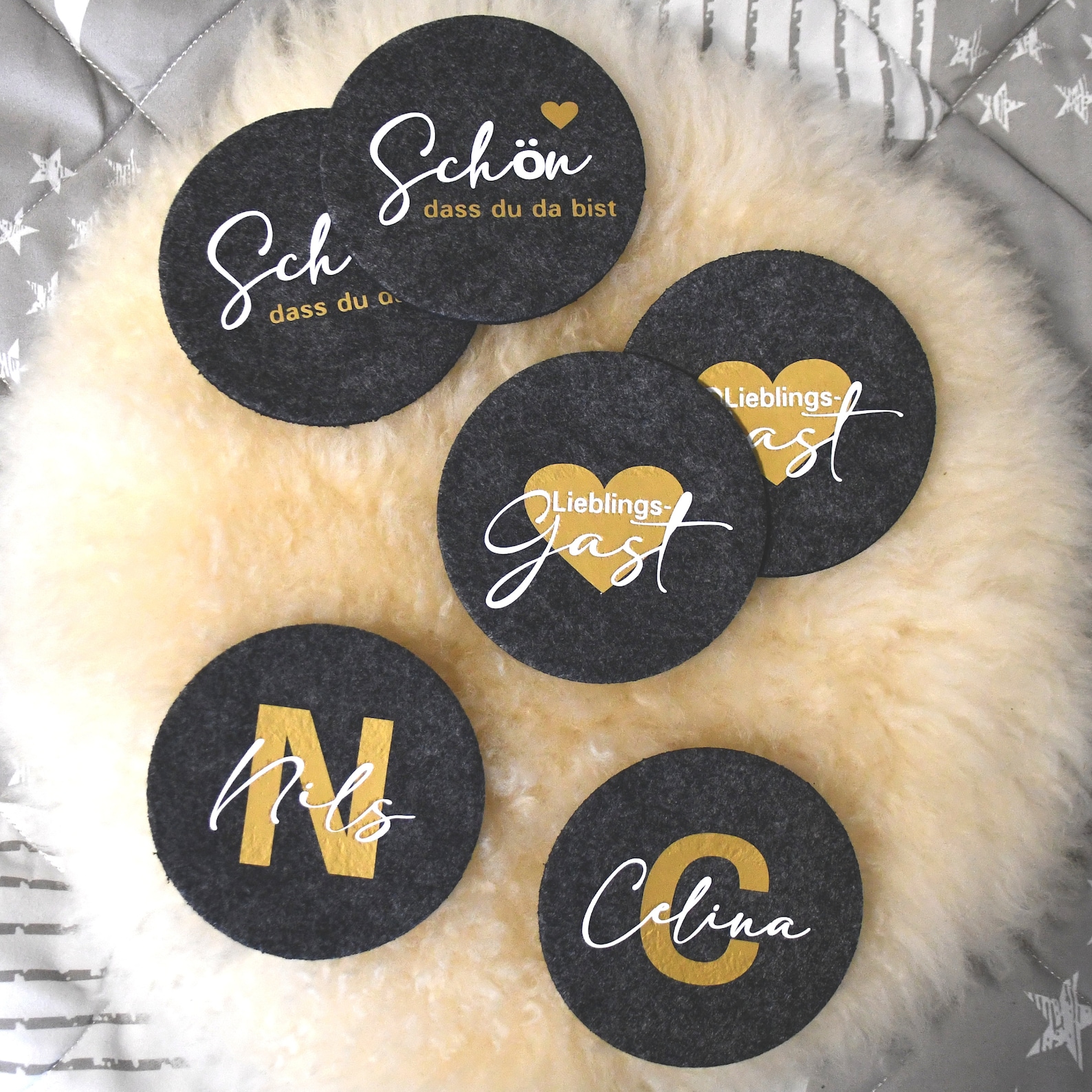 Untersetzer Filz personalisiert rund mit Namen - Etsy.de