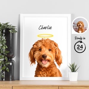 Pet Loss Memorial Portrait With Halo Ring DIGITAL Pet Portrait From ...