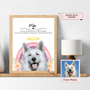 In Memory of Dog Portrait From Photo DIGITAL DOWNLOAD Pet Memorial Gift ...