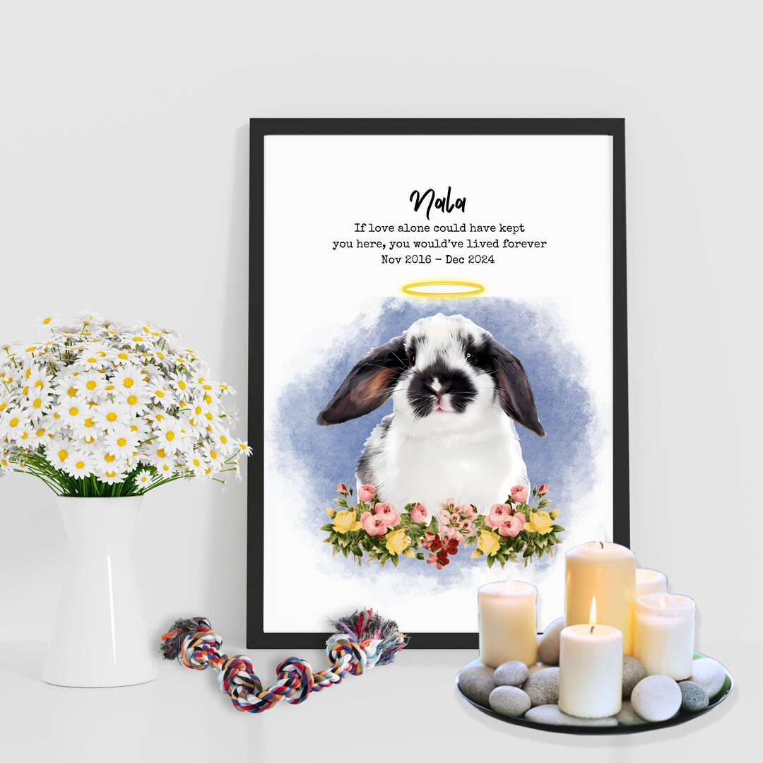 Bunny Memorial Art Rabbit Portrait for Rabbit Owners Pet Rabbit ...