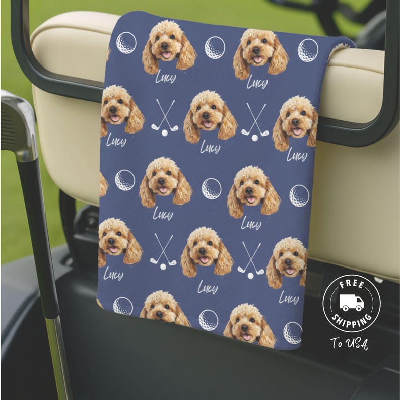 Dog Golf Towel Personalized – Custom Pet Face Towel for Golfers, Unique ...
