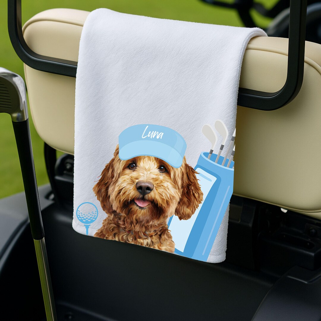Custom Pet Golf Towel Using Pet Photo + Pet Name Personalized Dog Golf Towels Custom Cat Golf ...