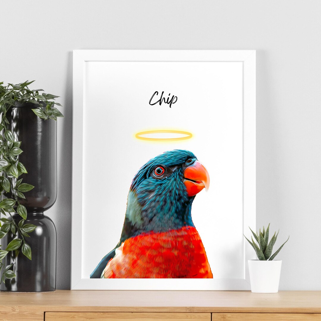 Custom Bird Portrait With Halo Ring DIGITAL Bird Portrait From Photo ...