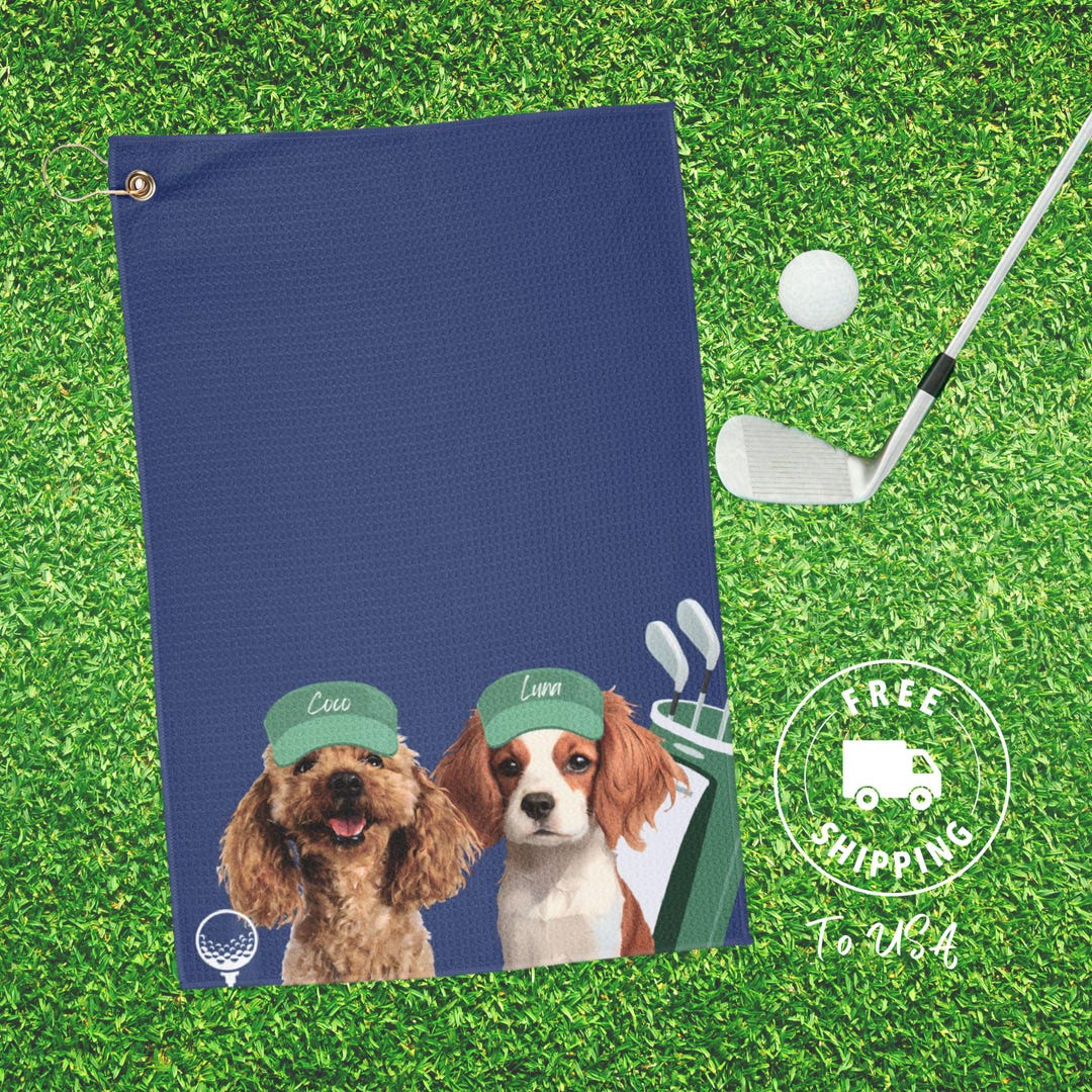 Mulitple Pet Golf Towel Using Pet Photo Name Personalized Multiple Dog Golf Towels Custom Cat ...