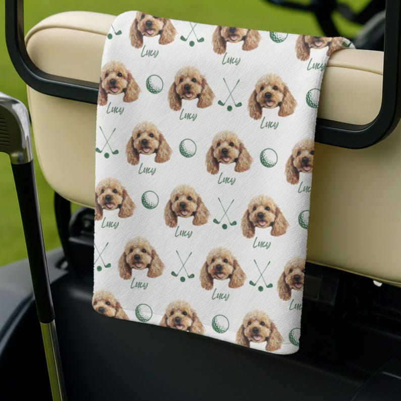 Dog Golf Towel Personalized – Custom Pet Face Towel for Golfers, Unique ...