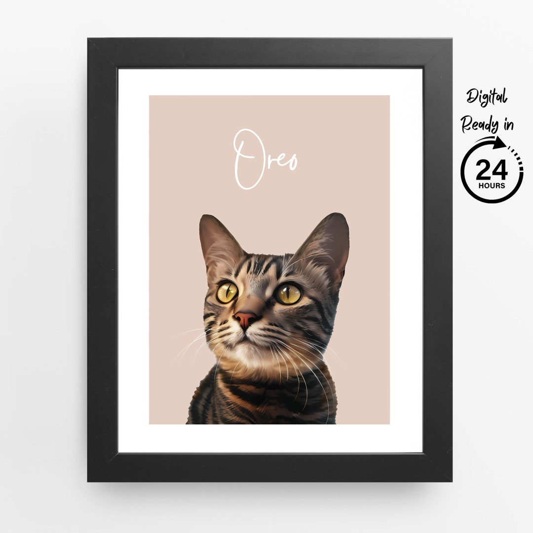 Custom Cat Portraits Using Cat Photo Personalized Digital Cat Portraits ...