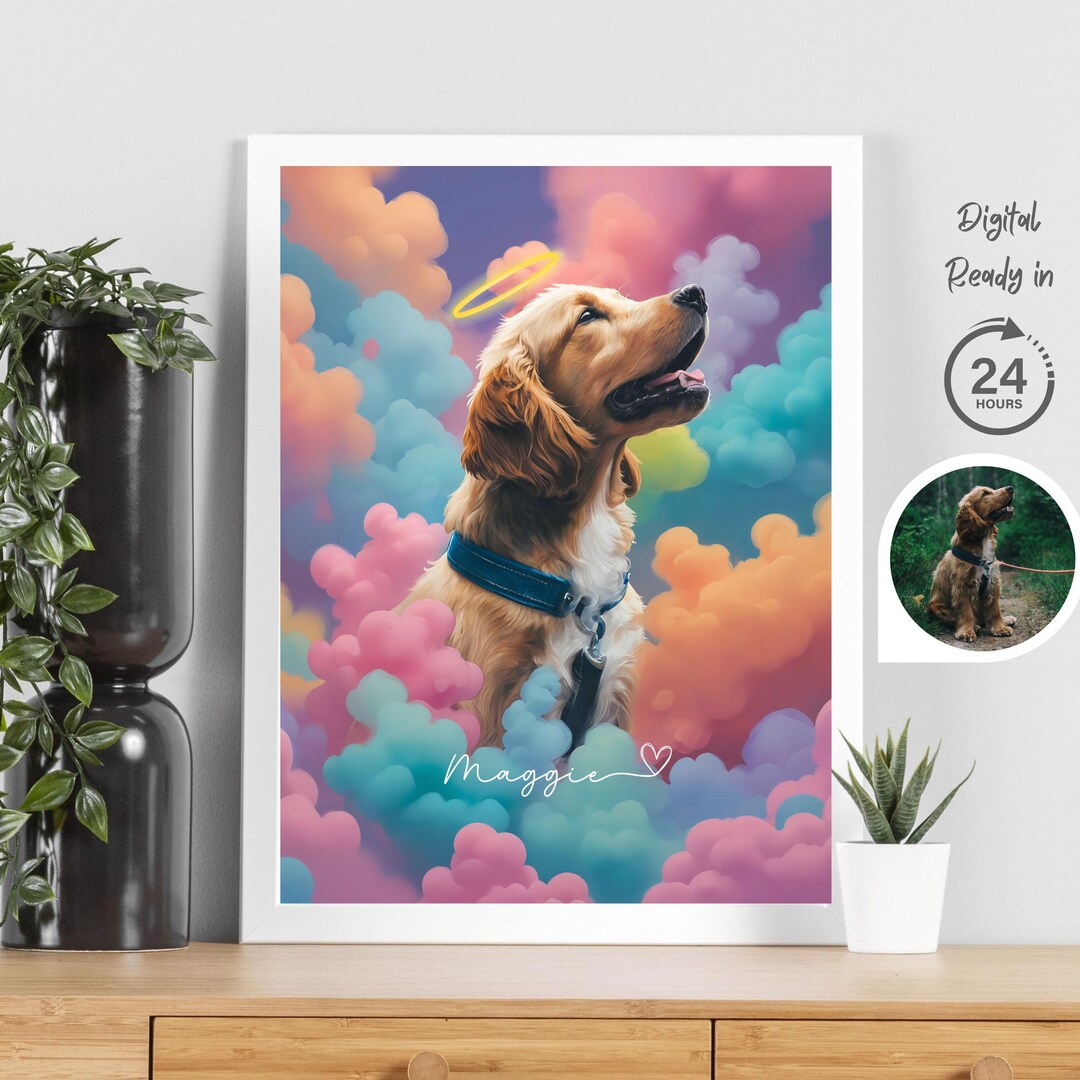In Memory of Dog Portrait From Photo DIGITAL DOWNLOAD Pet Memorial Gift ...