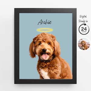 Pet Loss Memorial Portrait With Halo Ring DIGITAL Pet Portrait From ...