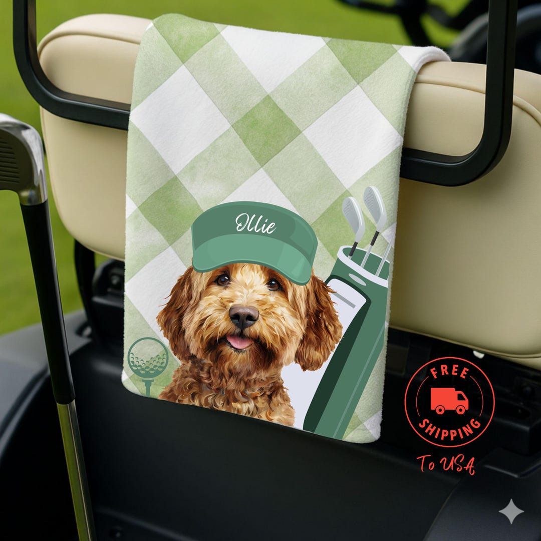 Personalized Pet Portrait Golf Towel –best Gift for Dog-loving Golfers ...