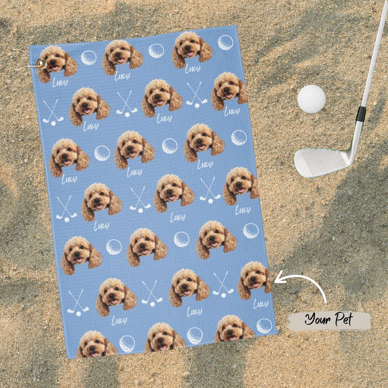 Dog Golf Towel Personalized – Custom Pet Face Towel for Golfers, Unique ...