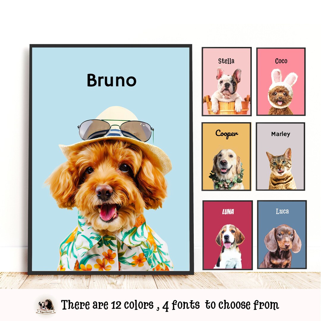 Custom Dog and Cat Portrait Using Photo Pet Art Home Decor - Etsy