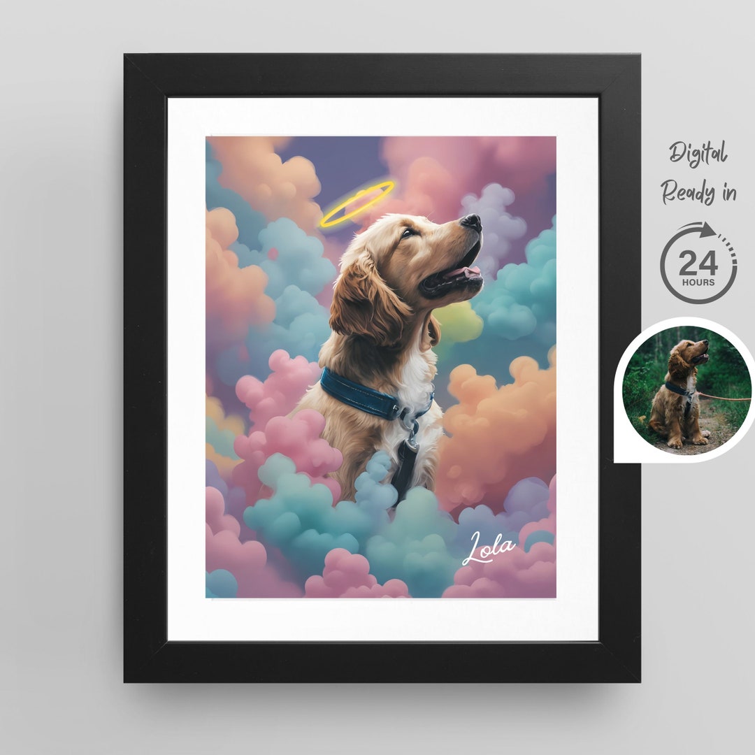 Pet Memorial Rainbow Dog Wall Art in Loving Memory of Dog Portrait ...