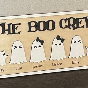 Halloween Family Sign, the Boo Crew, Personalized Ghost Sign, Ghost ...