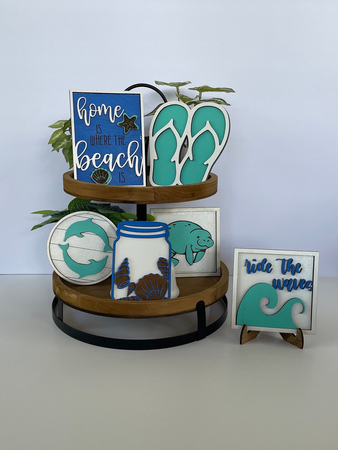 Beach Tiered Tray, Ocean Themed Tiered Tray, Ocean Life Tiered Tray ...