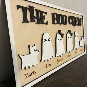 Halloween Family Sign, the Boo Crew, Personalized Ghost Sign, Ghost ...