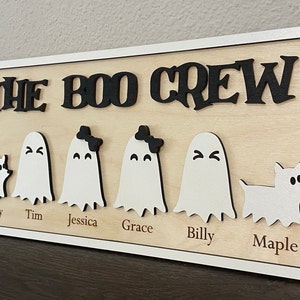 Halloween Family Sign, the Boo Crew, Personalized Ghost Sign, Ghost ...