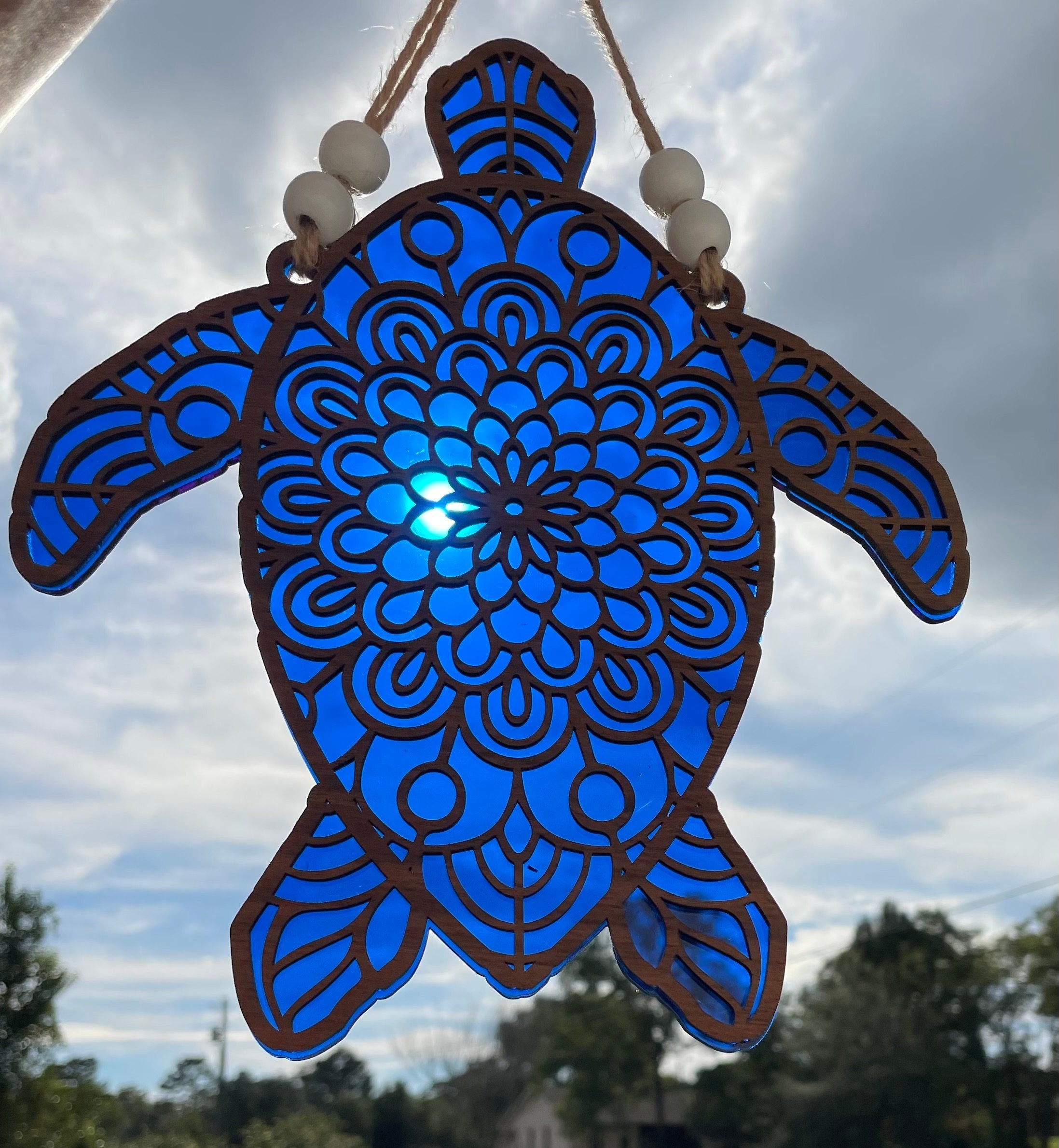 Sea Turtle Suncatcher, Window Ornament, Wood and Acrylic Suncatcher ...