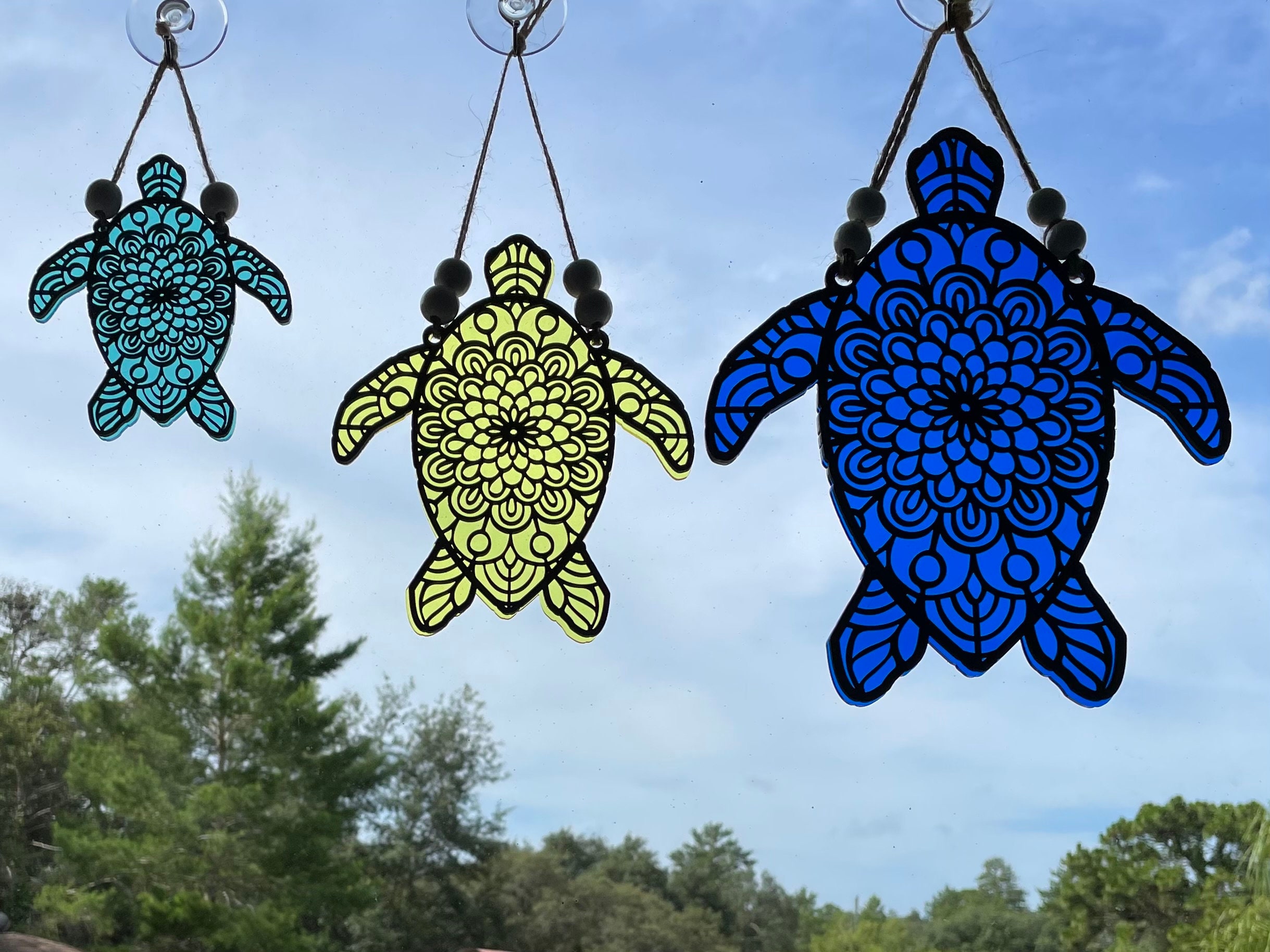Sea Turtle Suncatcher, Window Ornament, Wood and Acrylic Suncatcher ...