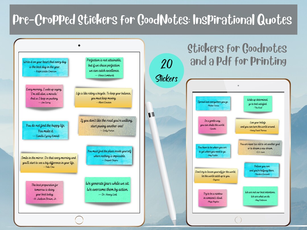 20 Pre-cropped Digital Stickers for Goodnotes: Inspirational Quotes - Etsy