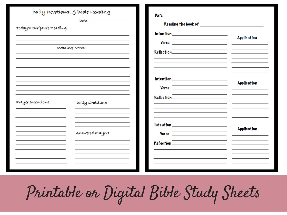 Daily Devotional & Bible Study Printable or Digital Sheets for Faith ...