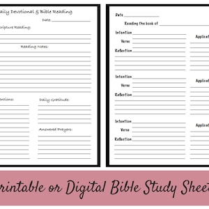 Daily Devotional & Bible Study Printable or Digital Sheets for Faith ...