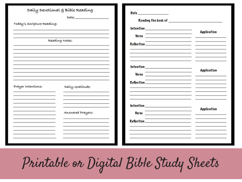 Daily Devotional & Bible Study Printable or Digital Sheets for Faith ...