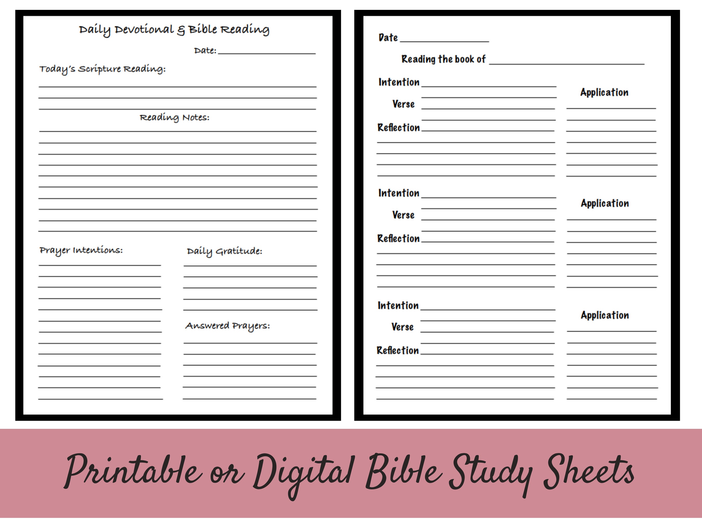 Daily Devotional & Bible Study Printable or Digital Sheets for Faith ...