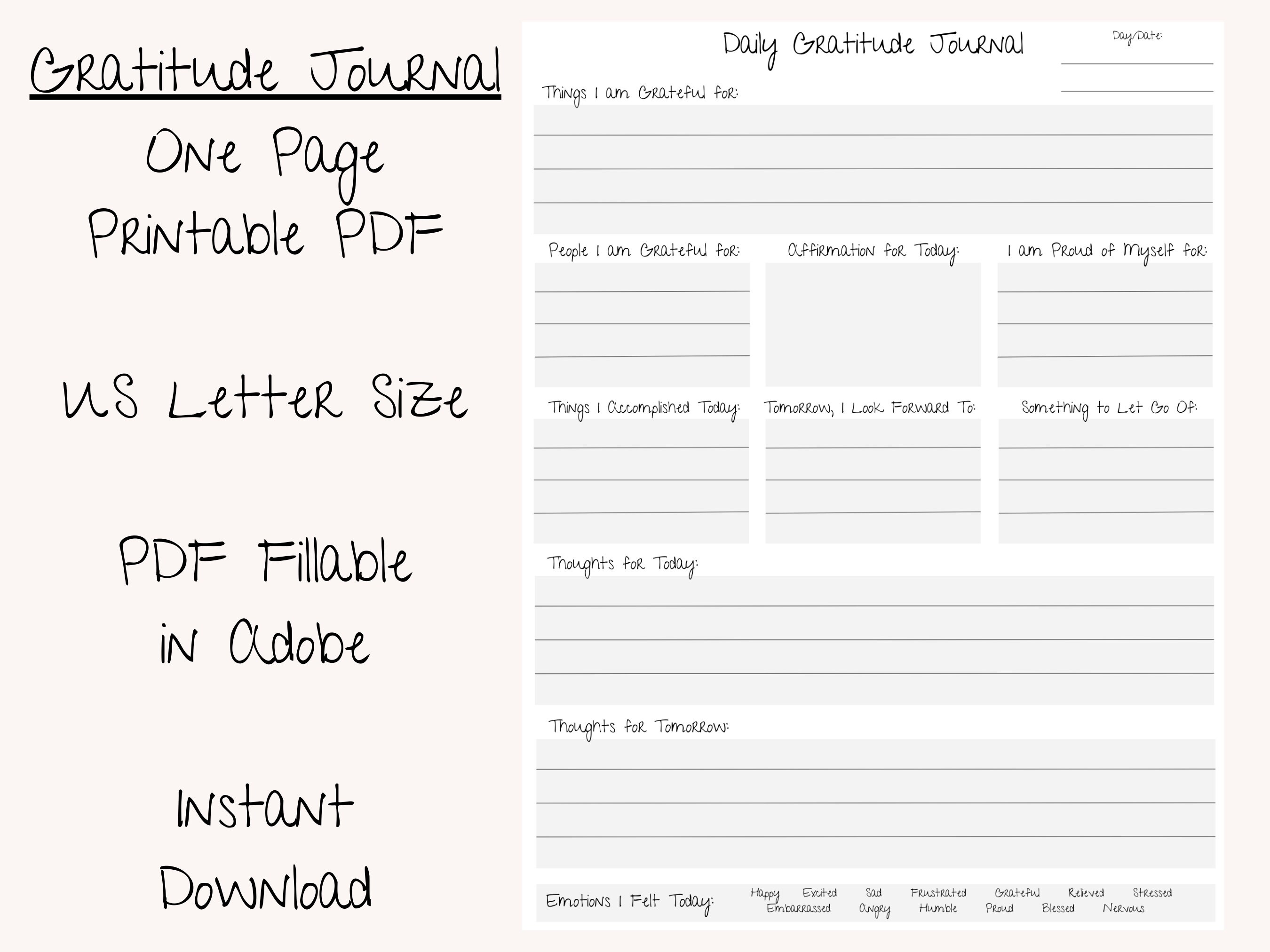 Digital Gratitude Journal - Printable PDF - Can Use in Goodnotes ...