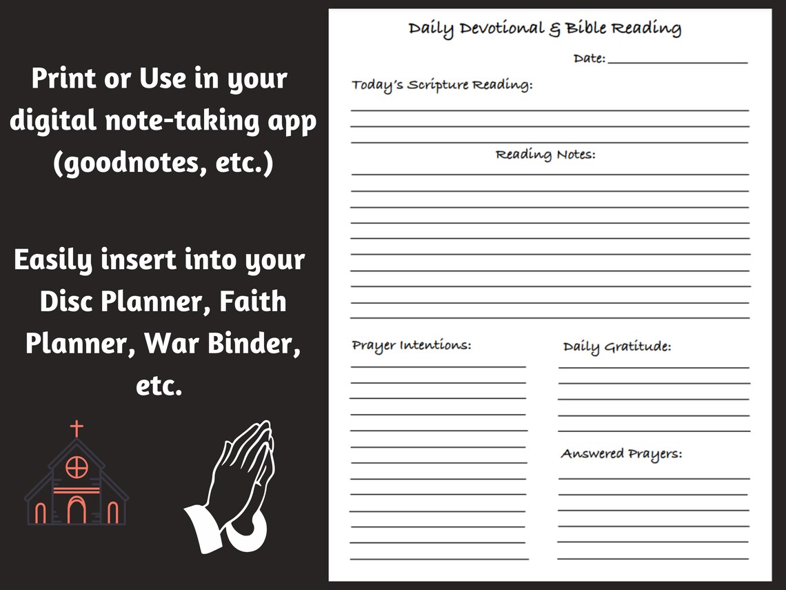 Daily Devotional & Bible Study Printable or Digital Sheets for Faith ...