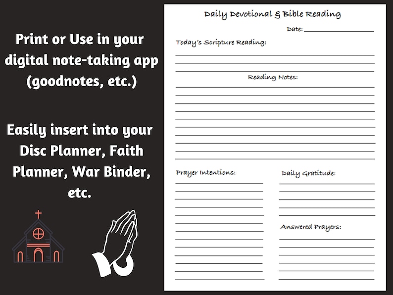 Daily Devotional & Bible Study Printable or Digital Sheets for Faith ...