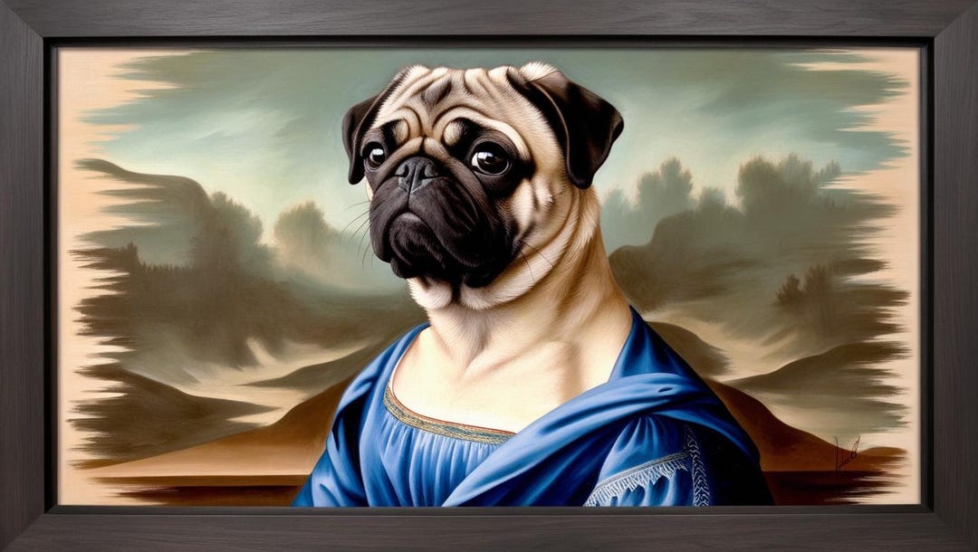 Funny Pug Art pugalisa Digital Download for Samsung Frame TV Mona Lisa ...