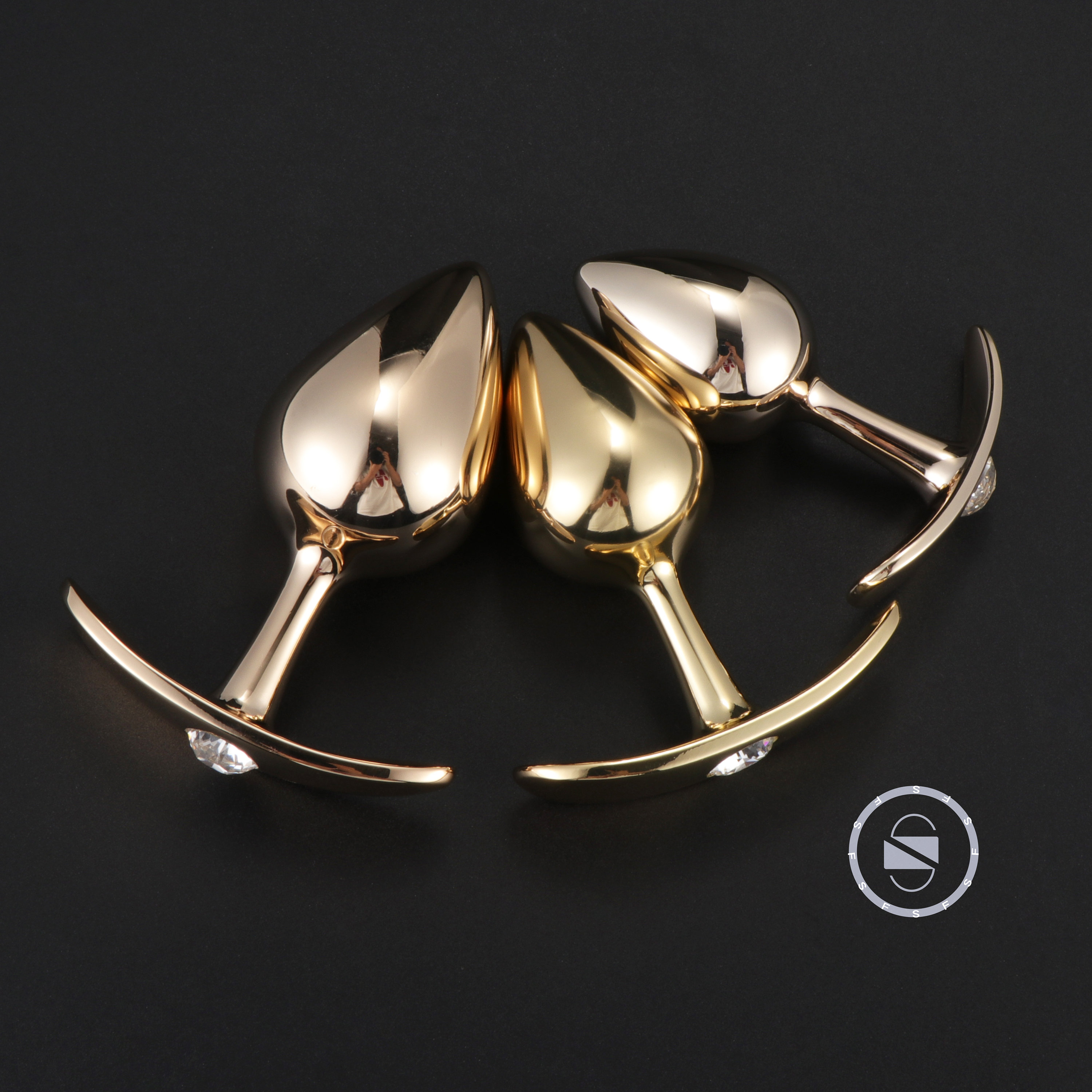 Golden Metal Crystal Decoration Butt Plugmetal Anal Pluganal Toys 3986
