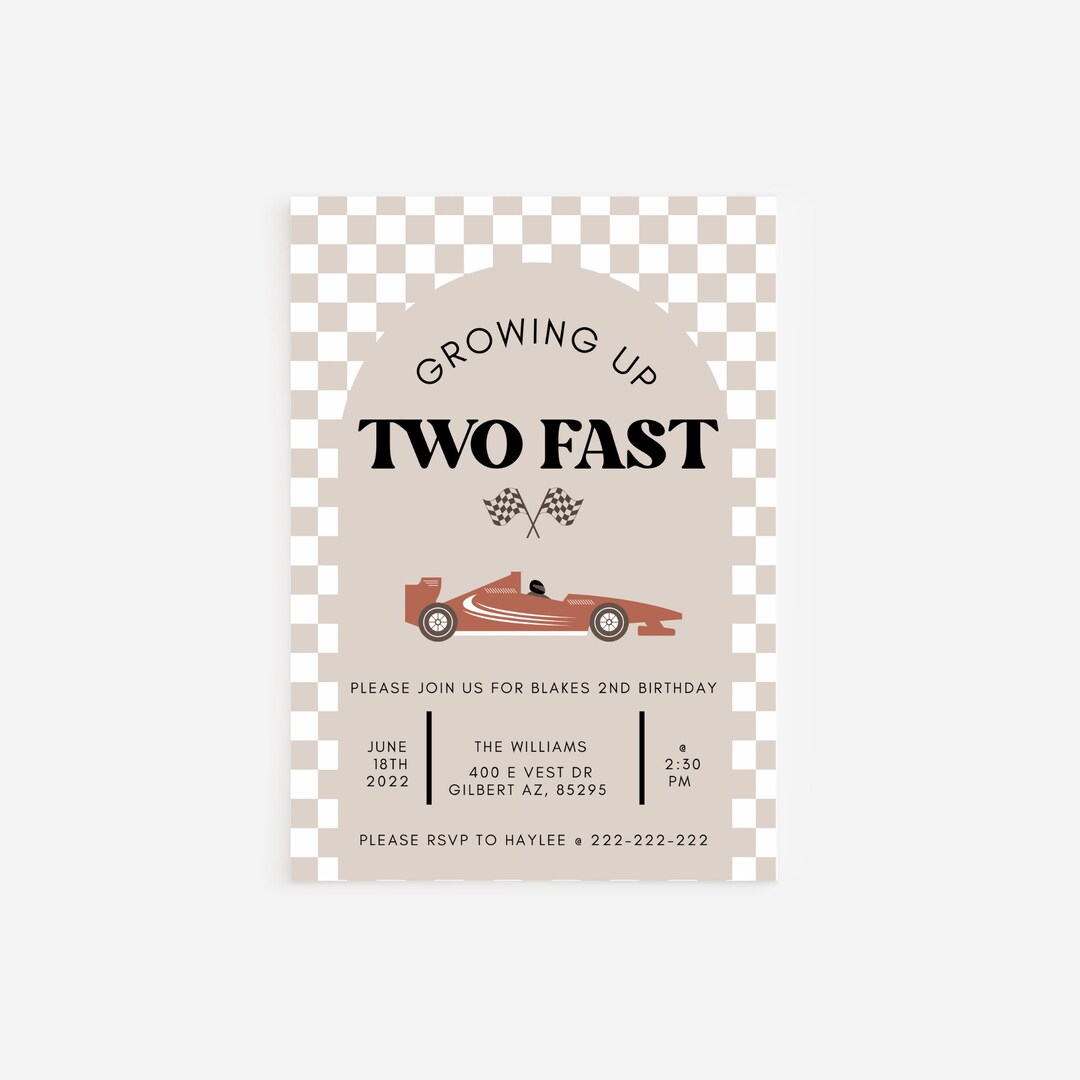 Two Fast Birthday Invitation, Birthday Invitation, 2 Years Old ...