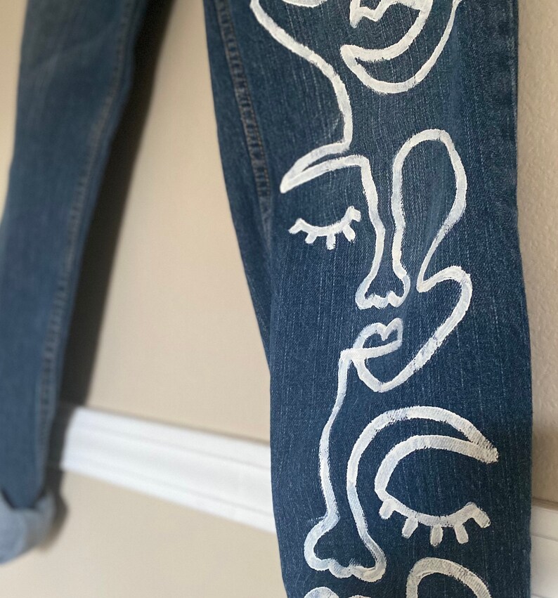 Hand Painted Face It Jeans - Etsy