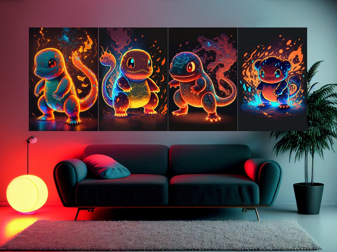 Neon-ish Inspired Fakemon Chafire Poster Print Premium - Etsy Hong Kong