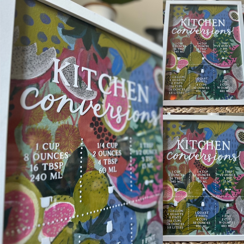 Colorful Fruit Kitchen Equivalents Chart - Etsy